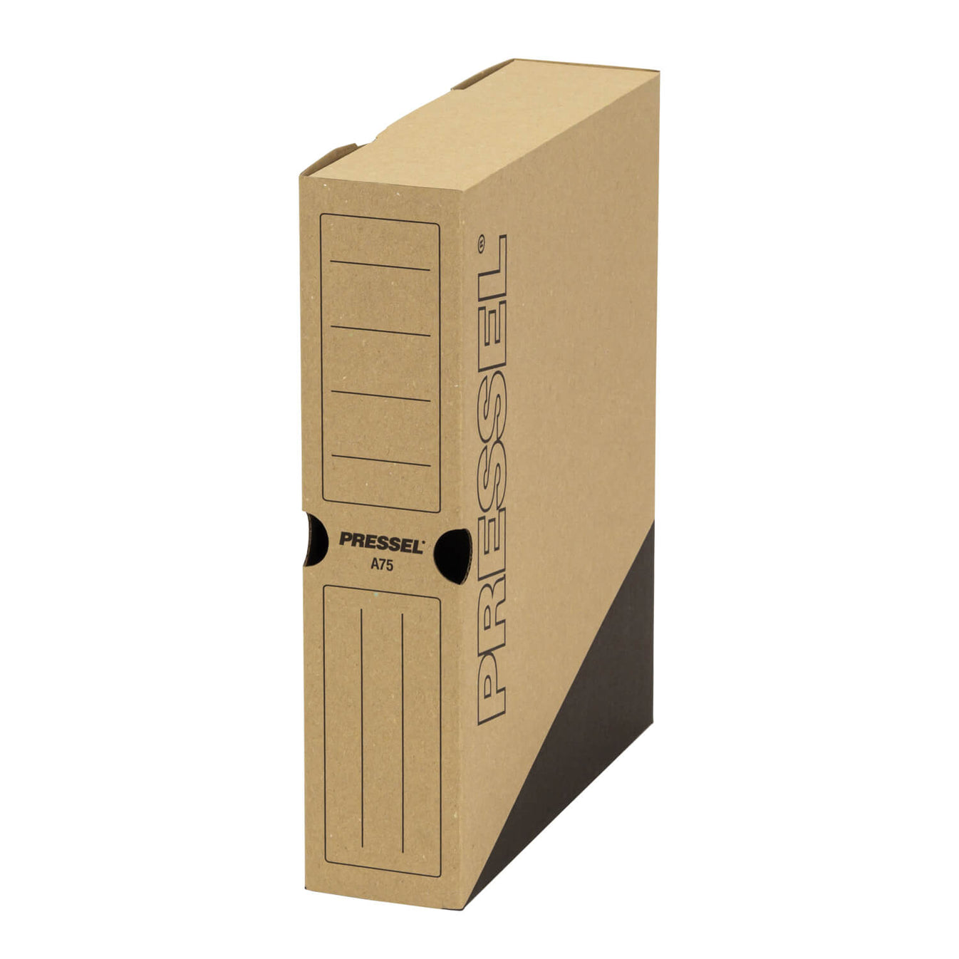 PRS Archivbox A75, Natur/Schwarz, 75mm, 20 Stück – PRS-Box