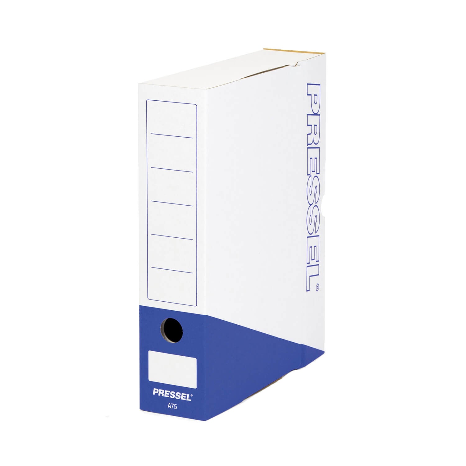 Pressel Archivbox A75, Weiß/Blau, 75mm, 20 Stück – PRS-Box